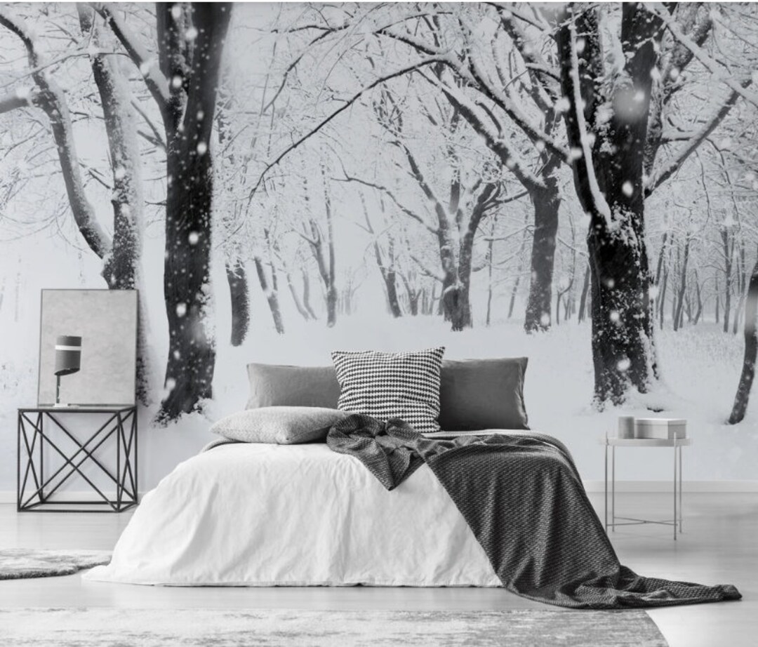 Snow Trees Winter Trees Wallpaper Wall Mural, Birch With Snow Winter ...