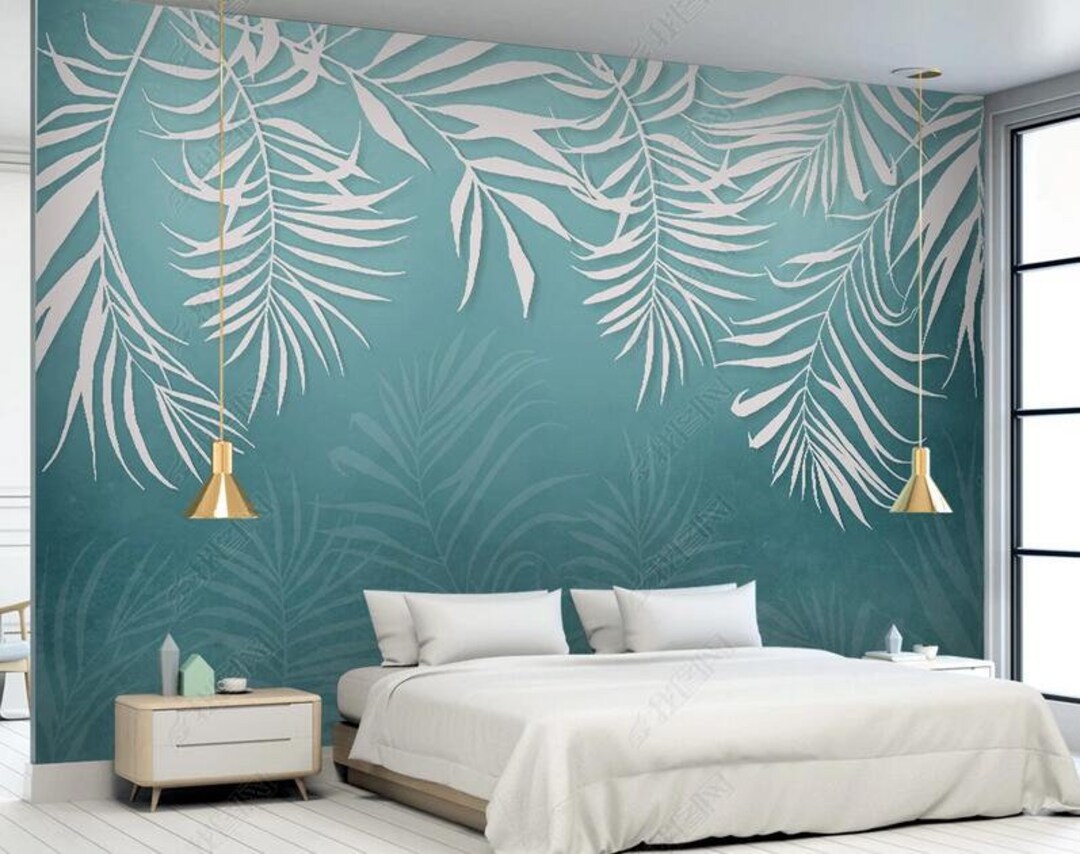 Tropical Palm Leaves Wall Mural: Simple Hanging Wallpaper - Etsy