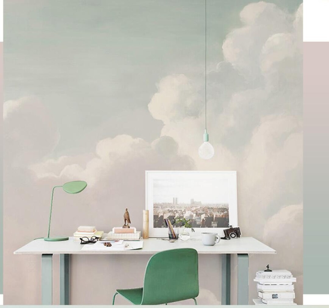 Abstract Blue Sky White Colors Sky Wallpaper Wall Mural Wall Decor - Etsy