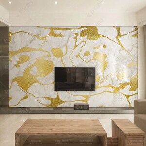Luxury Golden White Marble Wallpaper Wall Mural - Etsy