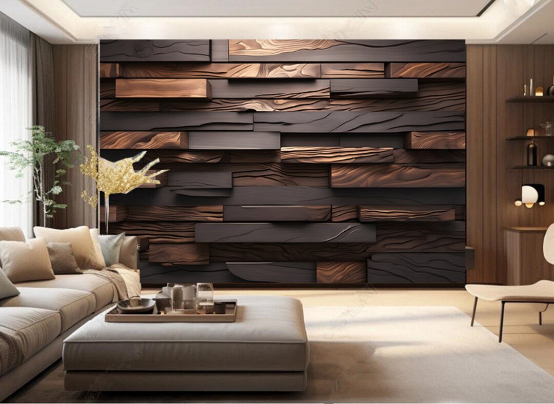 Design Interior Wall Wooden Brick Wallapper Wall Mural - Etsy