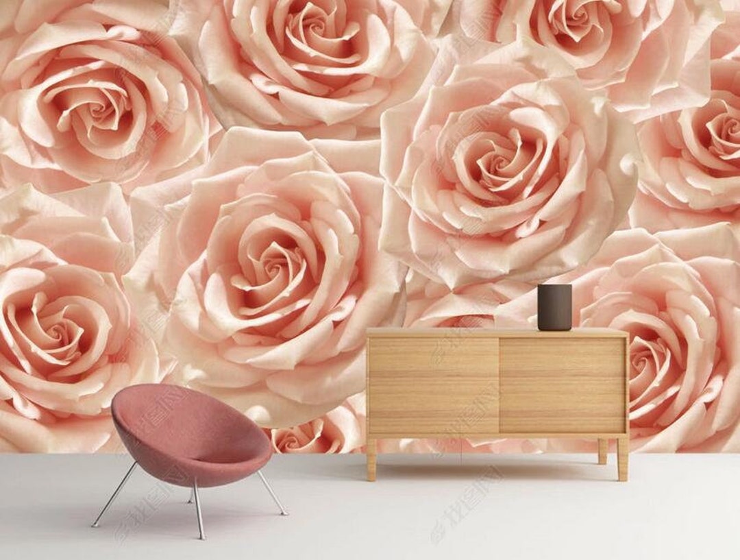 3D Pink Roses Flowers Floral Wallpaper Wall Mural Roses - Etsy