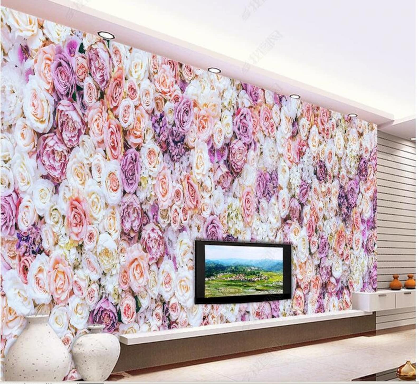 Roses Flowers Floral Wallpaper Wall Mural Abstract Roses - Etsy