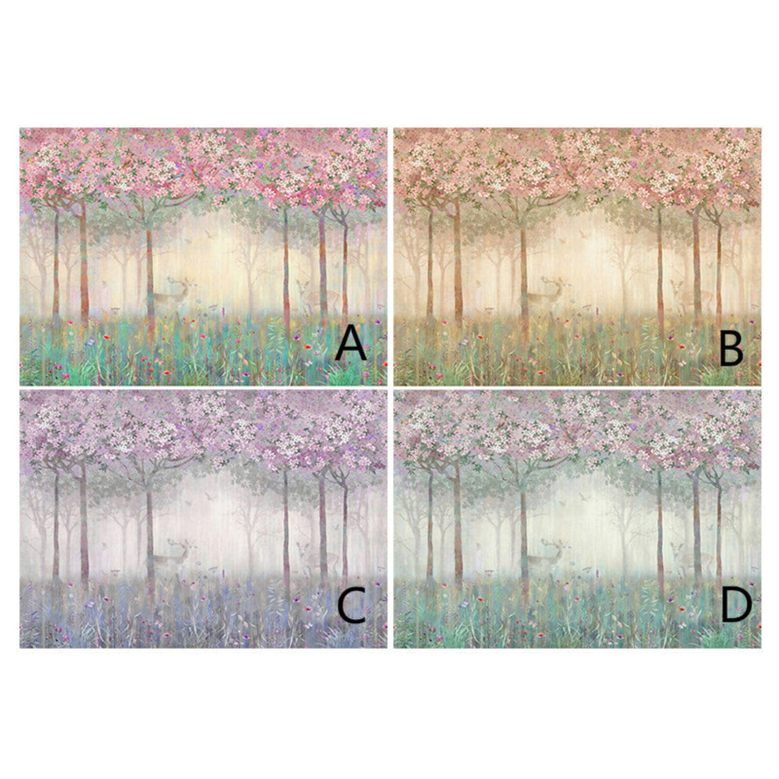 Oil Painting Vintage Flower Tree Wallpaper Wall Mural Shabby | Etsy