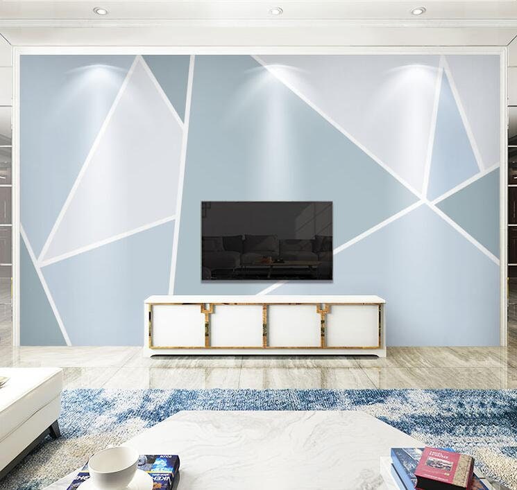 Blue Irregular Geometric Wallpaper Wall Mural Simple Blue | Etsy