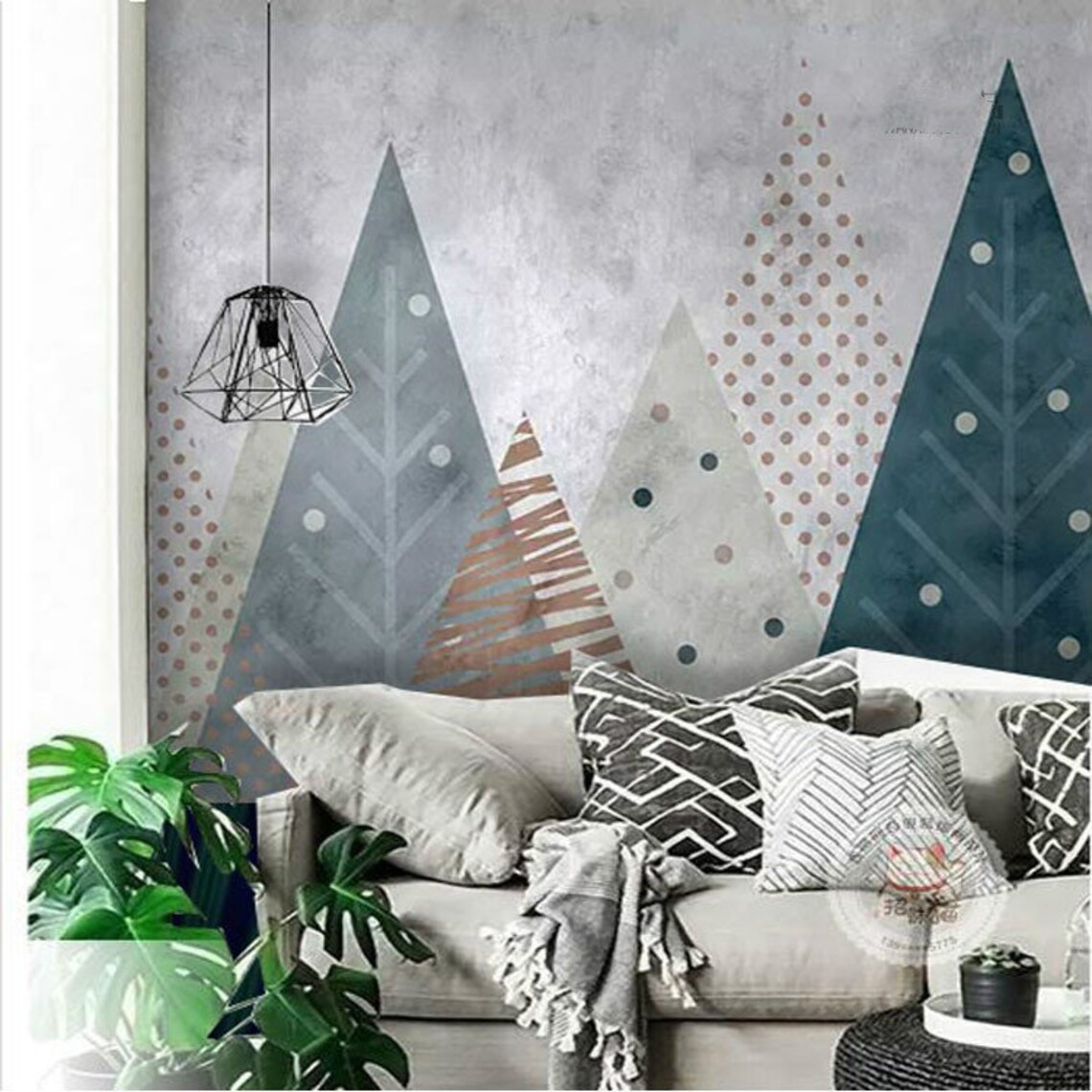 Hand Painted Cartoon Geometric Trees Nursery Children - Etsy Australia