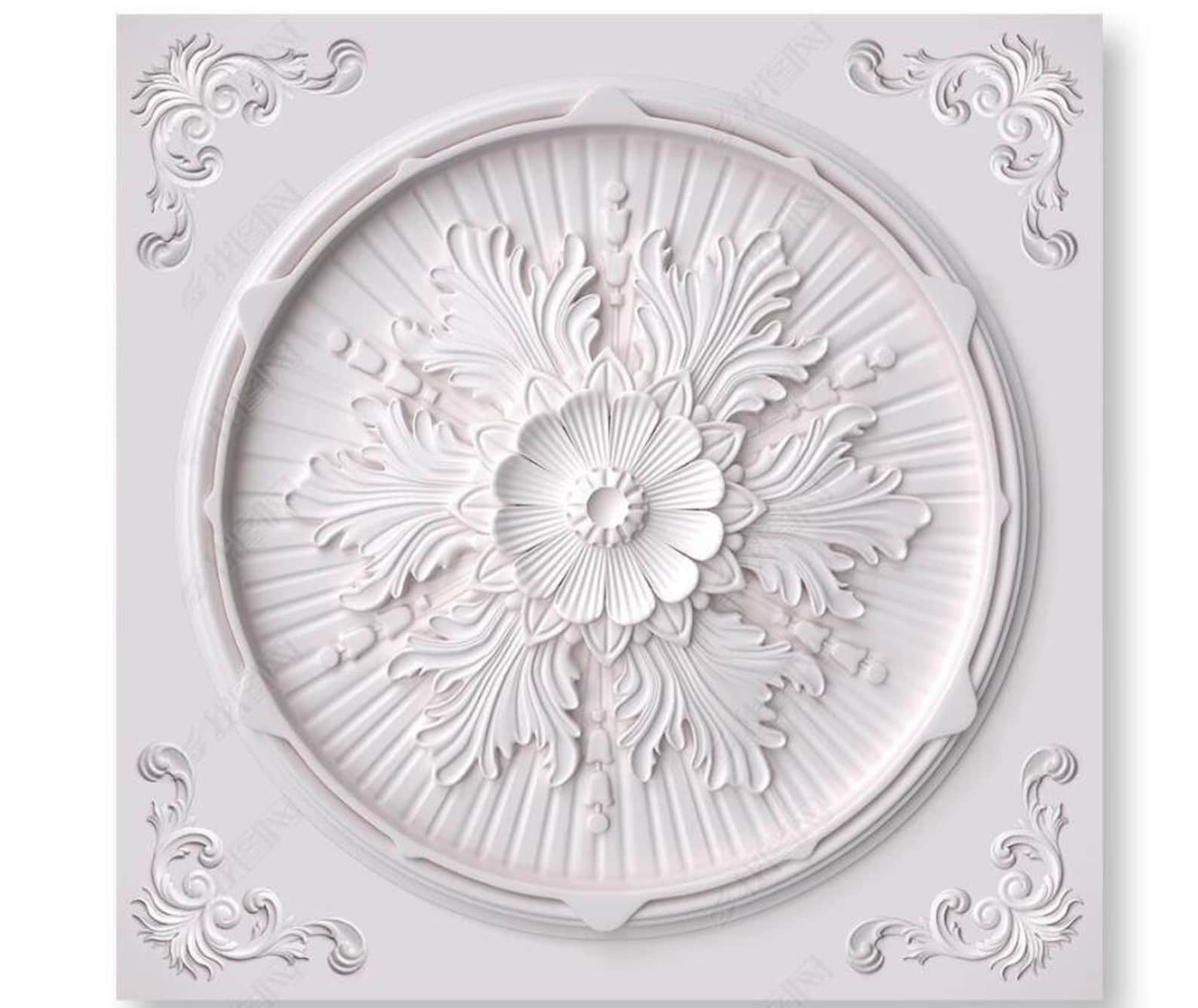 Original 3D Gypsum Ceiling With Flowers Pattern Background Wallpaper ...