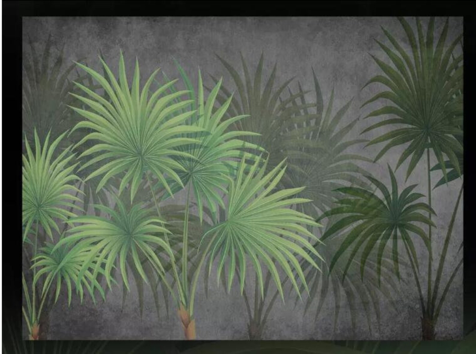 Hand Painted Palm Leaves Wallpaper Wall Mural Oil Painting - Etsy