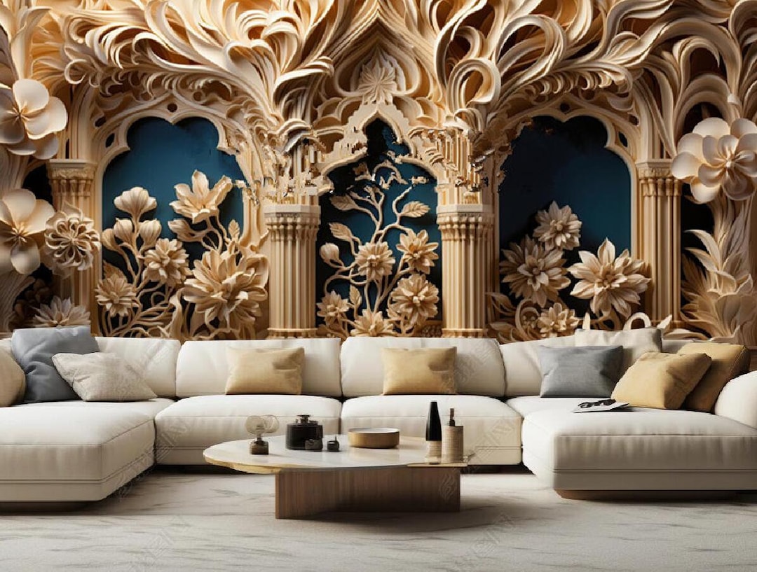 3D Luxury Roman Column Wallpaper Wall Mural, Beautiful Gothic Interior ...