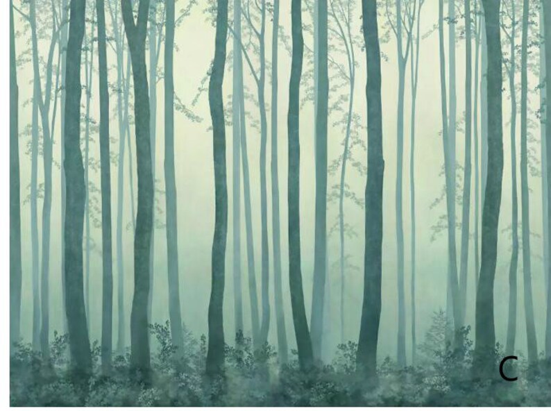 Oil Painting Abstract Forest Trees Wallpaper Wall Mural Retro - Etsy