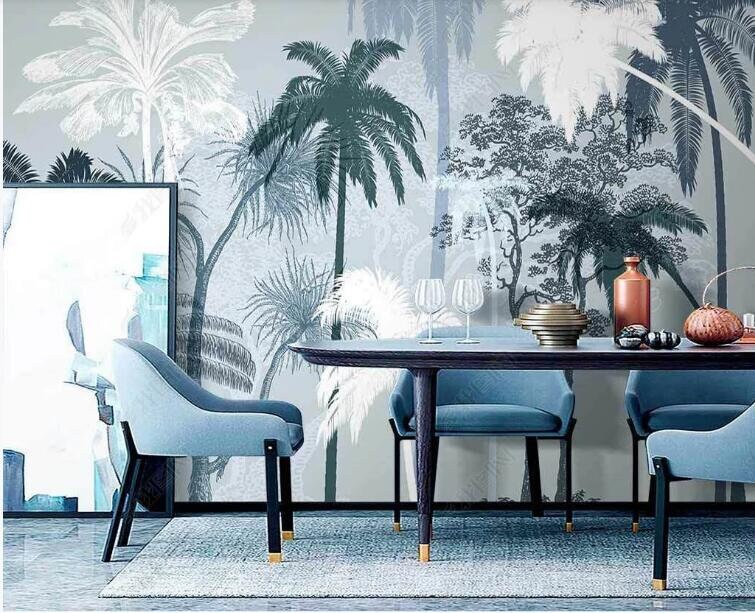 Tropical Plant Bush Coconut Tree Wallpaper Wall Mural Trees | Etsy