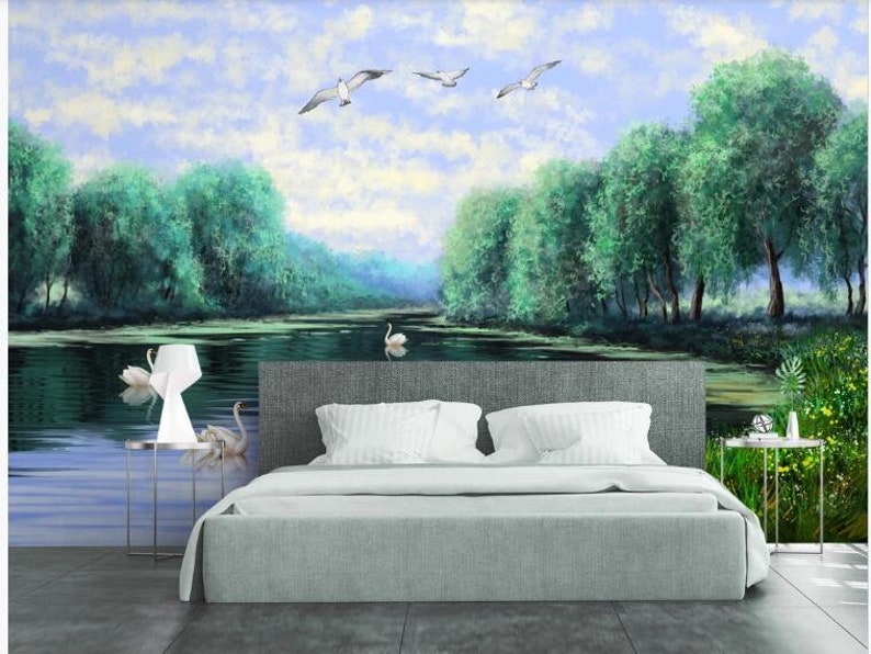 Oil Painting Countryside Rural Landscape Wallpaper Wall Mural | Etsy