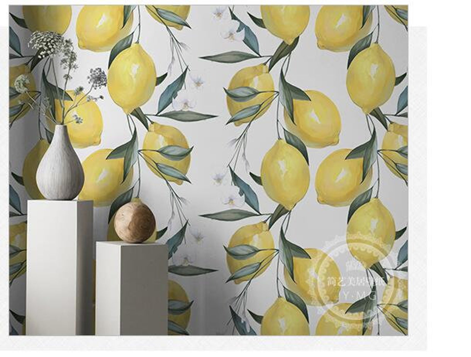 Oil Painting Lemon Wallpaper Wall Mural Hand Painted Lemon | Etsy