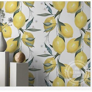 Oil Painting Lemon Wallpaper Wall Mural, Hand Painted Lemon Wall Mural ...