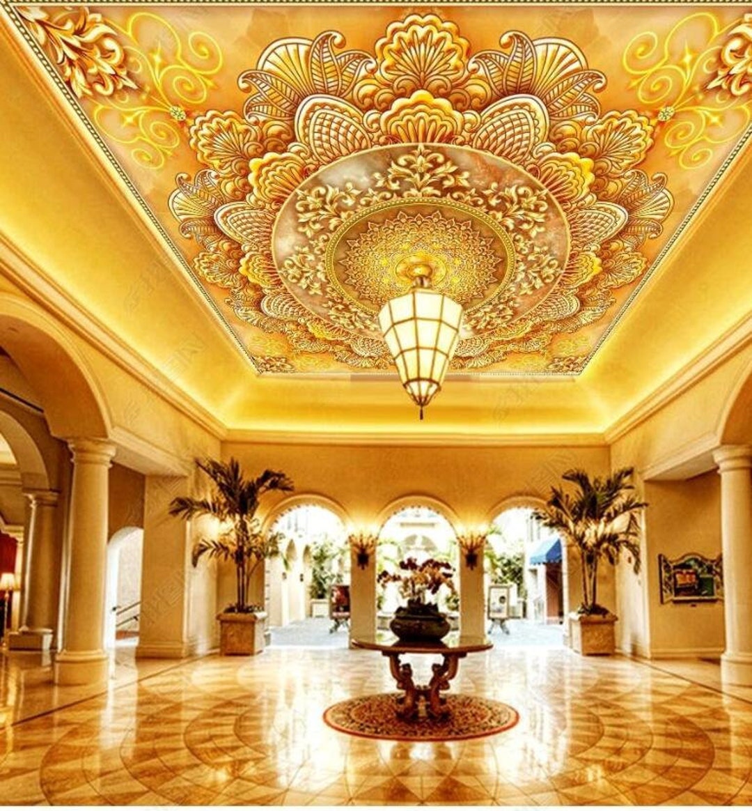 Original Gold Diamond Flower Jewelry Classical Dome Ceiling Mural - Etsy