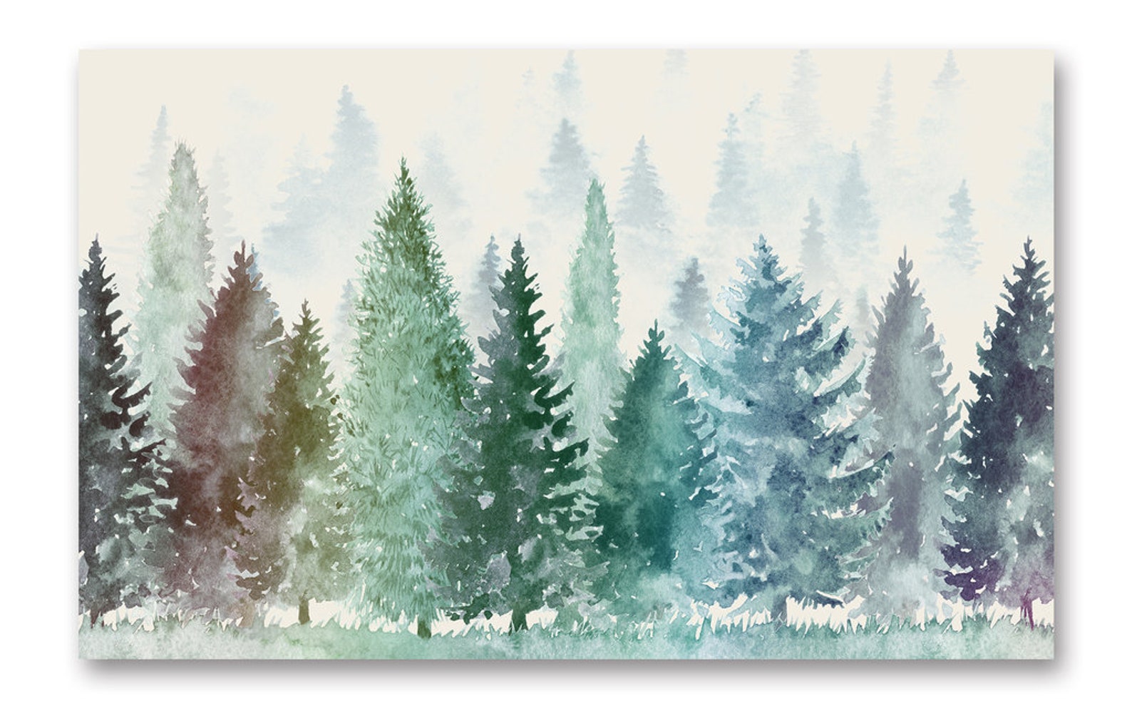 Watercolor Pine Trees Wallpaper Wall Mural Abstract Pine - Etsy