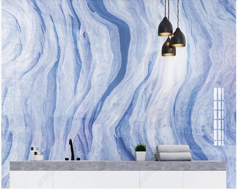 Blue Marble Wallpaper Wall Mural Textured Marble Wall Mural - Etsy
