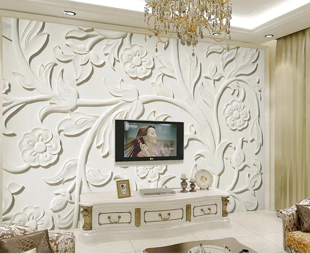 European Style Gypsum Flowers Wallpaper Wall Mural - Etsy