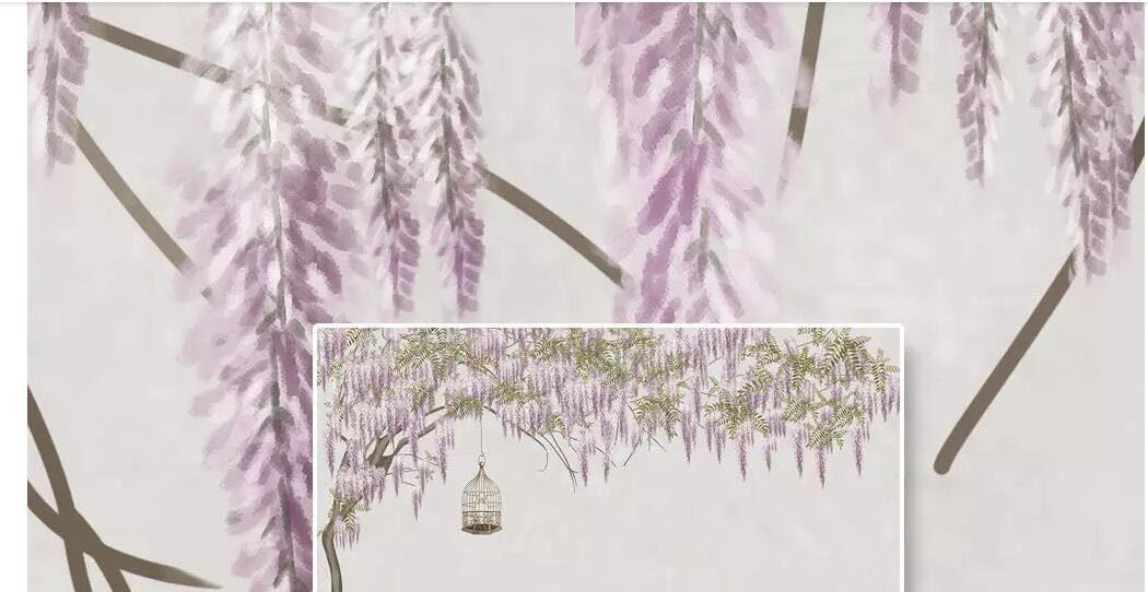 Fine Brushwork Purpura Tree Wallpaper Wall Mural Twisted | Etsy