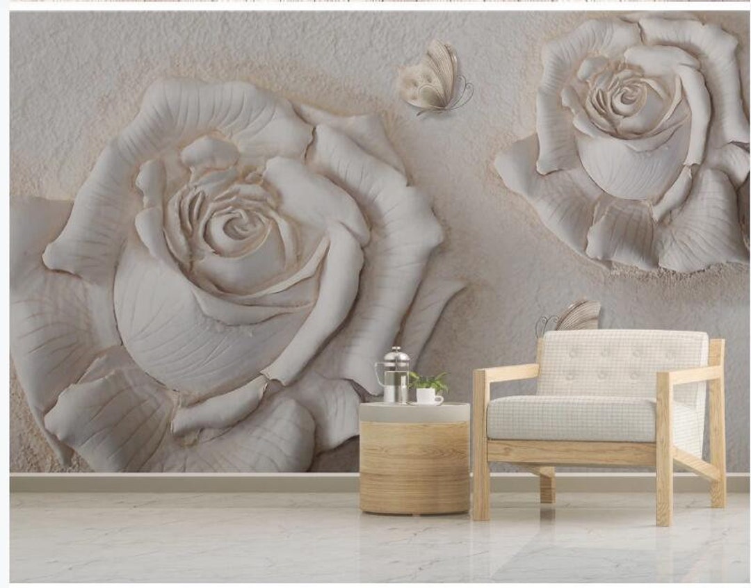 3D Beautiful Two Roses Floral Flowers Wallpaper Wall Mural, 3D Roses ...