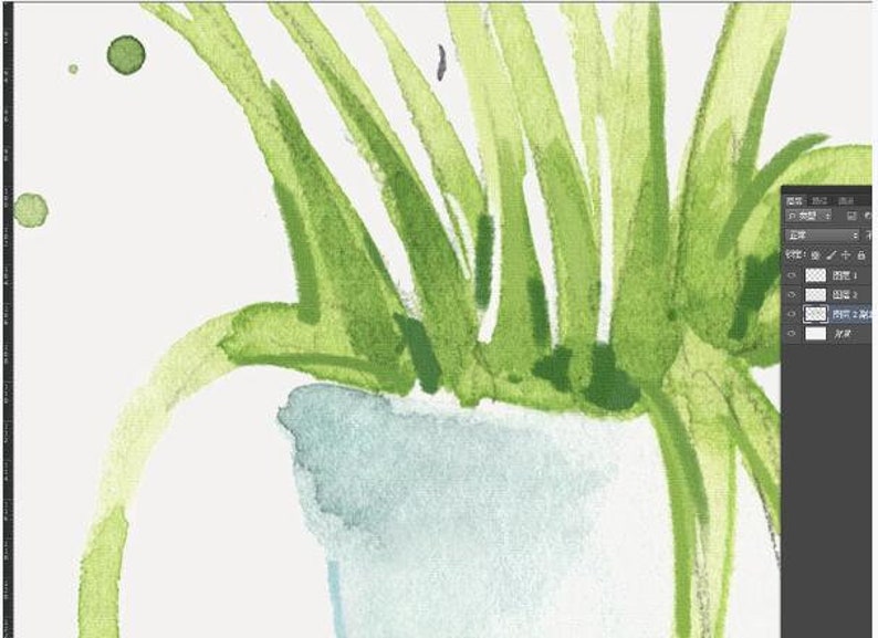 Simple Modern Watercolor Green Plants Wallpaper Wall Mural | Etsy