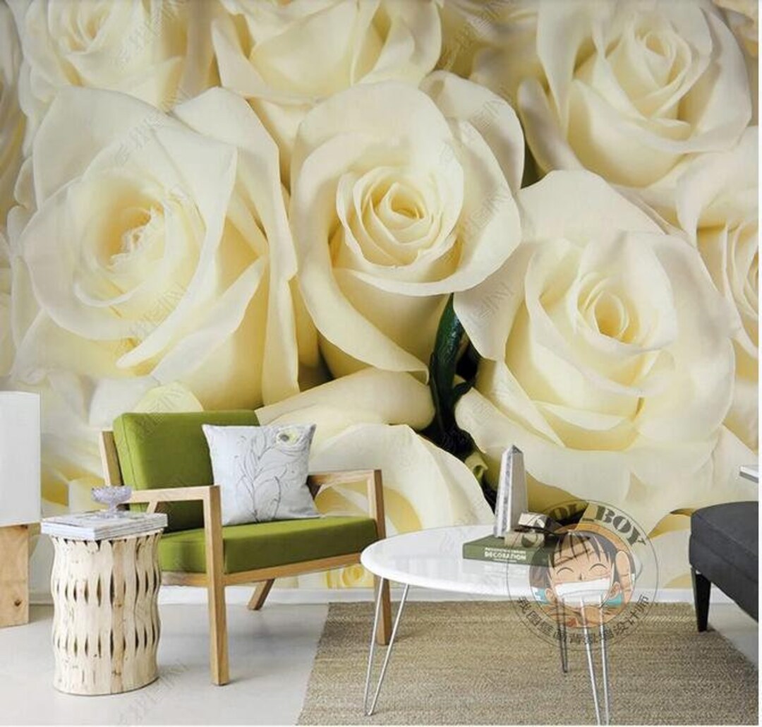 Yellow Roses Floral Wallpaper: Romantic Wall Mural - Etsy
