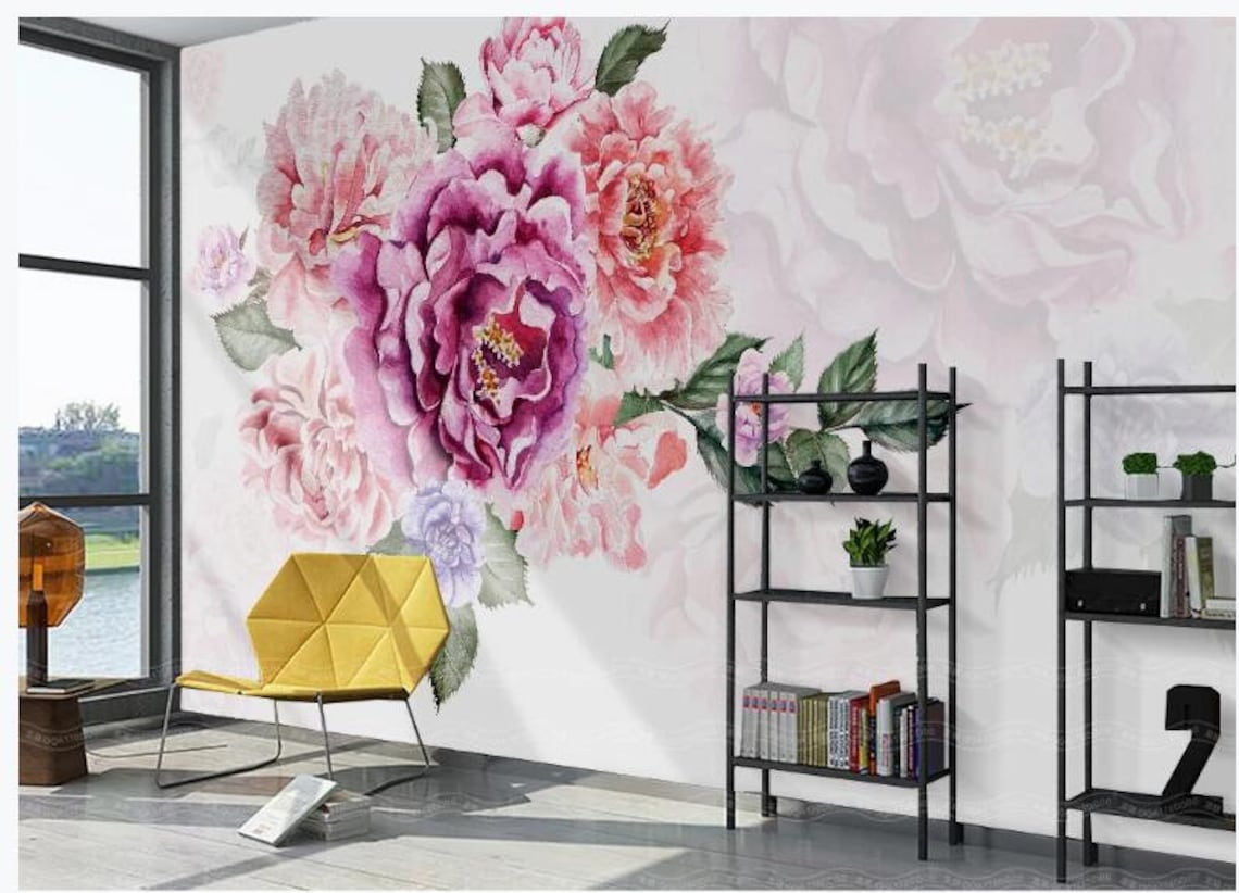 Giant Peony Flowers Floral Wallpaper Wall Mural Beautiful Big - Etsy