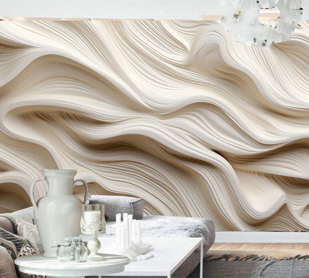 Ivory Texture Plaster Wallpaper: Carved Crinkled Wall Mural - Etsy