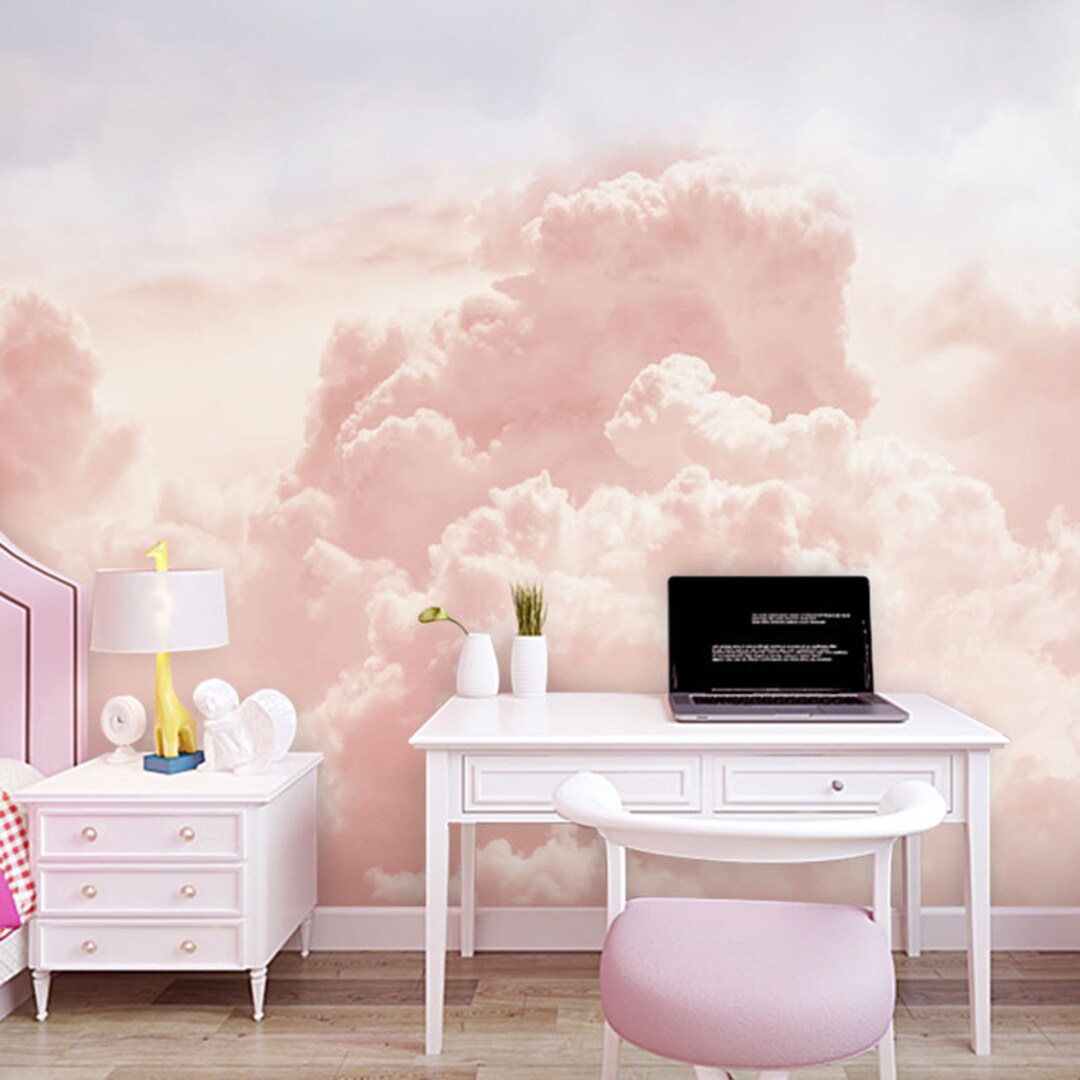 Pink Abstract Rising Clouds Cloudy Wallpaper Wall Mural, Beautiful Pink ...