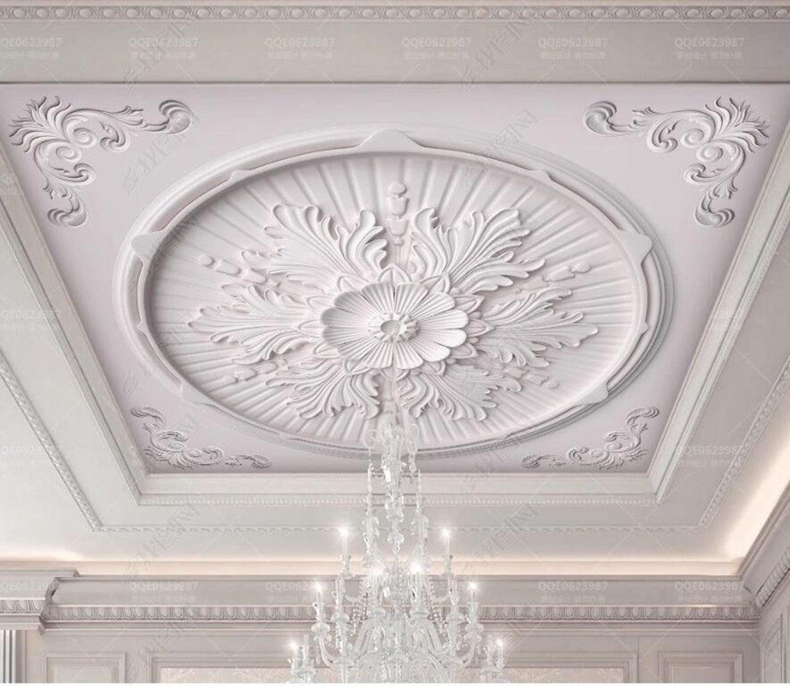 Original 3D Gypsum Ceiling With Flowers Pattern Background Wallpaper ...
