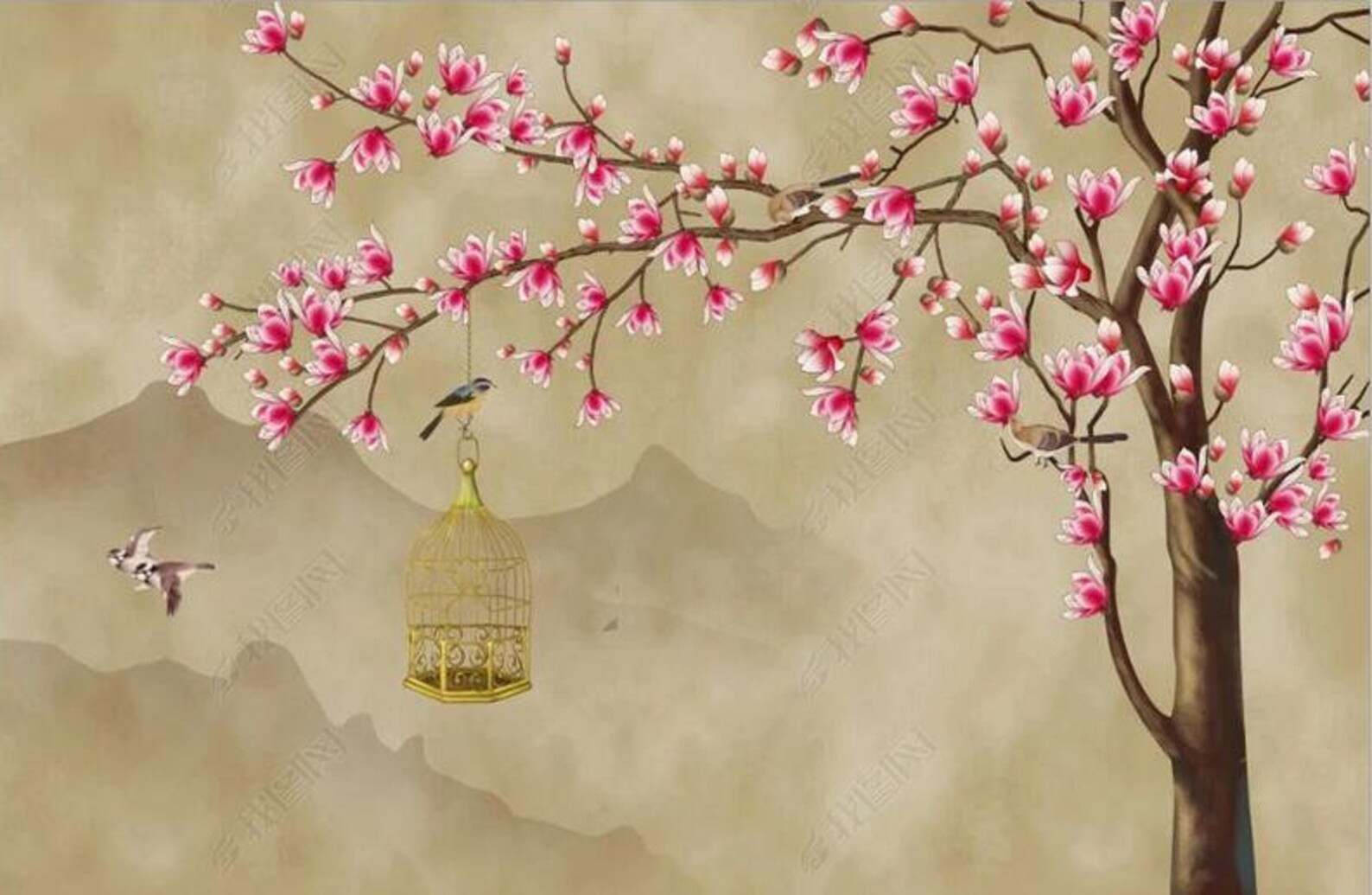 Fine Brushwork One Large Magnolia Flowers Tree Chinoiserie - Etsy