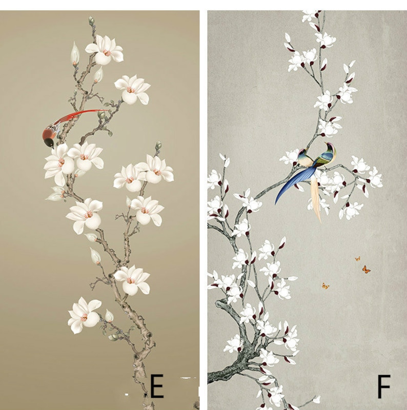 Fine Brushwork Chinoiserie Birds and Flowers Wallpaper Wall - Etsy ...
