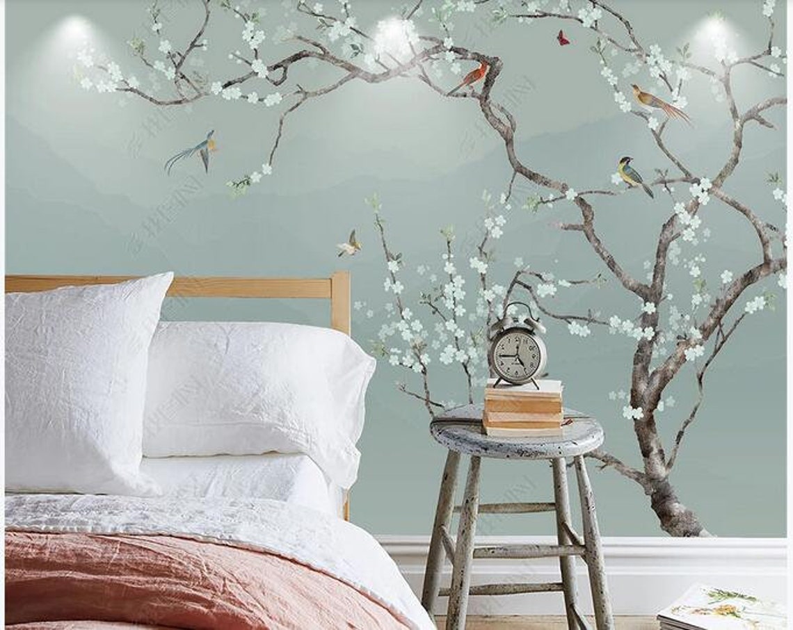 Beautiful Cherry Tree Chinoiserie Floral Wallpaper Wall Mural - Etsy UK