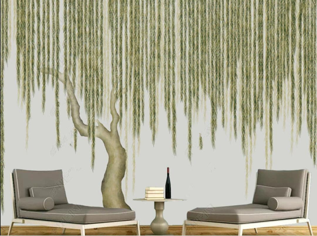 Art Huge Willow Wallpaper Wall Mural, Watercolor Willow Tree Wall Mural ...