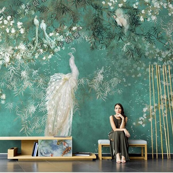 Peacock Wall Mural - Etsy