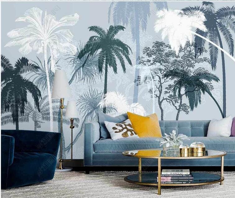 Tropical Plant Bush Coconut Tree Wallpaper Wall Mural Trees | Etsy