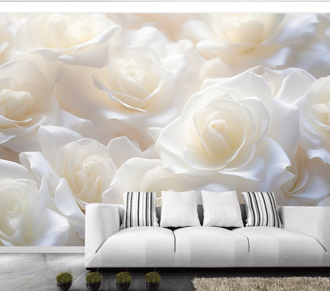 Beautiful Roses Flowers Wall Mural, Flowers Roses Wall Art Living Room ...