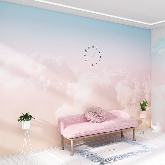 Creative Pink Clouds Cloudy Wallpaper Wall Mural Wall Decor - Etsy