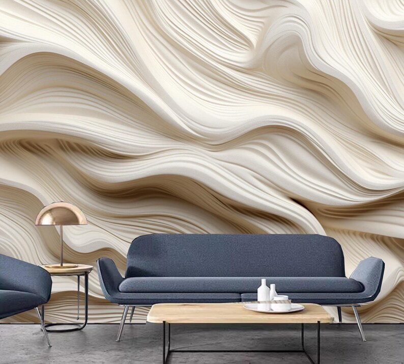 Ivory Texture Plaster Wallpaper: Carved Crinkled Wall Mural - Etsy
