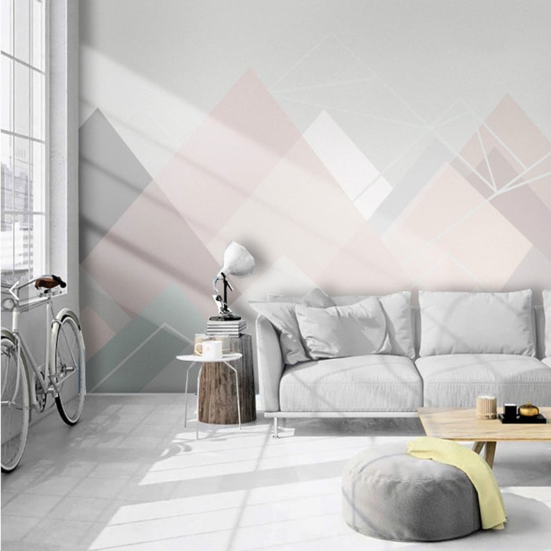 Geometric Mountains Nursery Wallpaper Mural: Abstract Triangles - Etsy