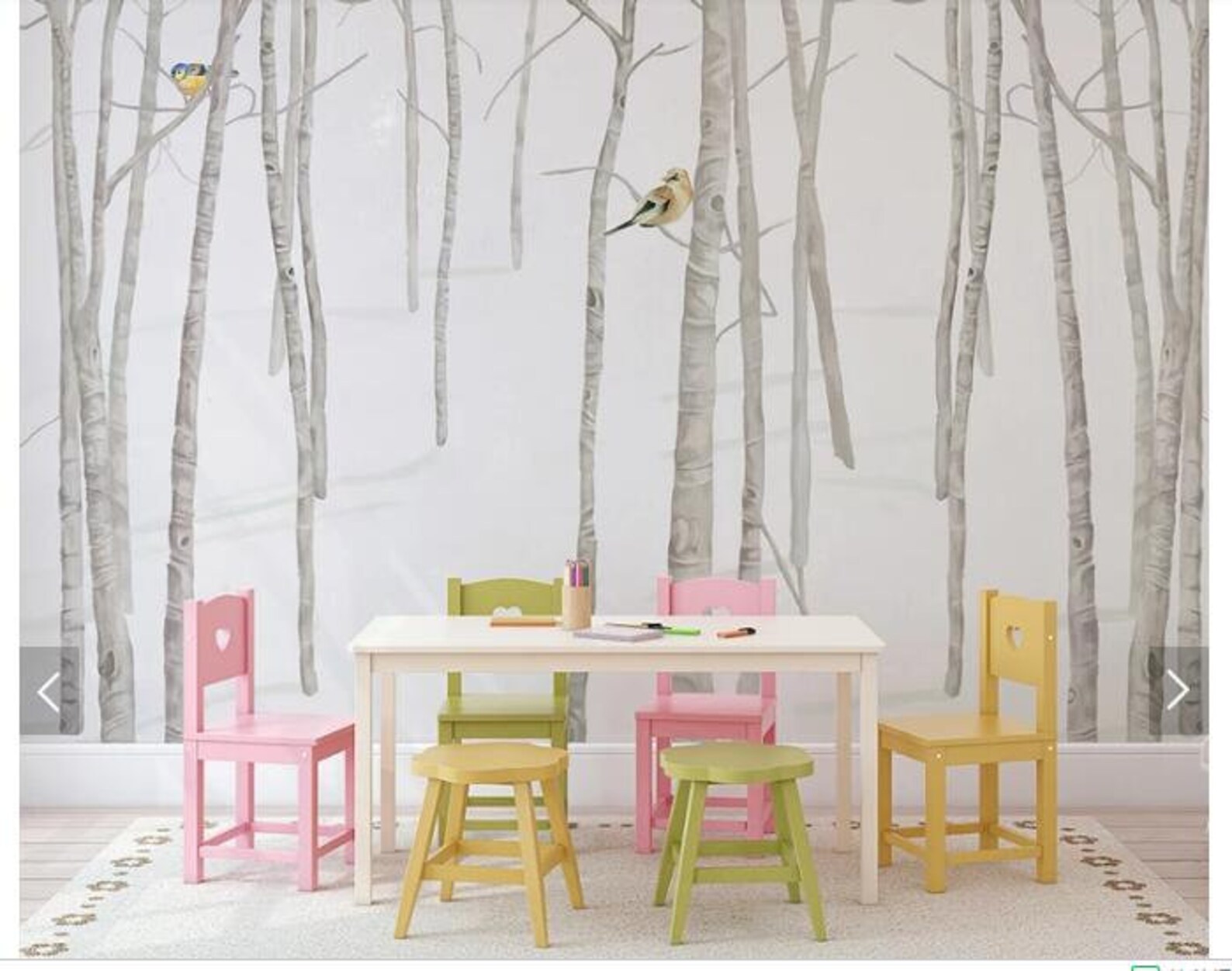 Hand Painted Several Trees Wallpaper Wall Mural Grey Trees | Etsy