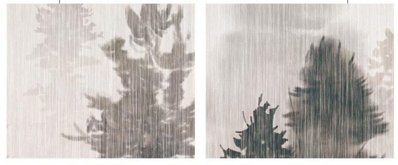 Abstract Ink Hand Painted Pines Forest Scenic Wallpaper Wall - Etsy