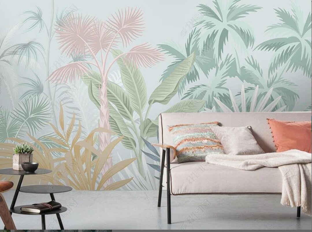 Tropical Plants Wallpaper Wall Mural Tropical Jungle Nature - Etsy