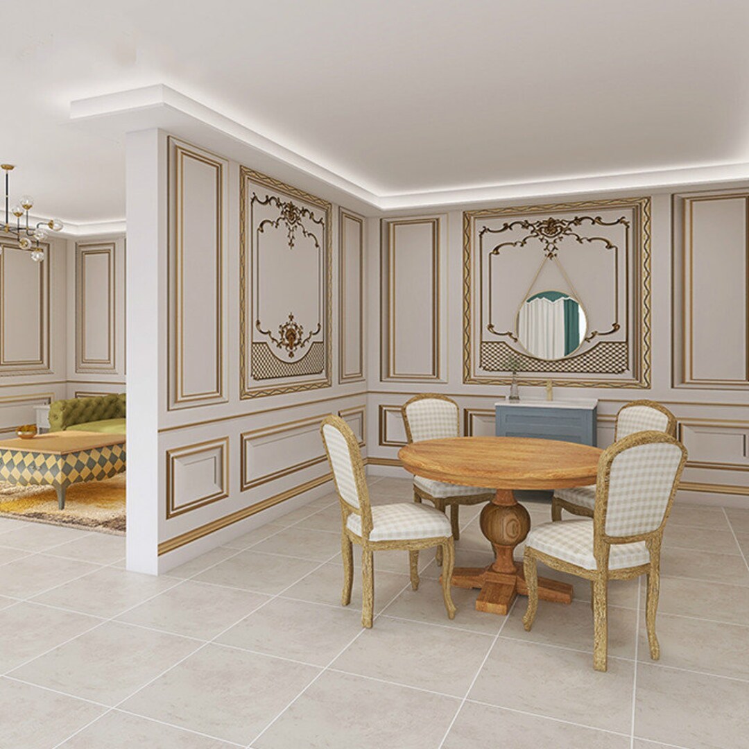 European Style With Carving Flowers Relief Wallpaper Wall Mural ...