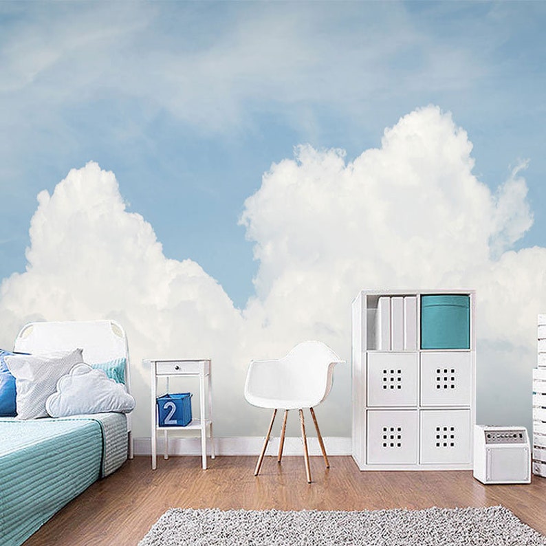 Schöne abstrakte Wolken Tapete Wand bildwandal blauer Himmel - Etsy.de