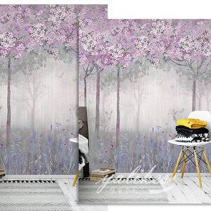 Oil Painting Vintage Flower Tree Wallpaper Wall Mural Shabby - Etsy