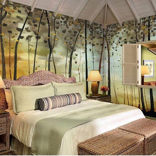 Abstract Hand Painted Trees Forest Wallpaper Wall Mural - Etsy Canada