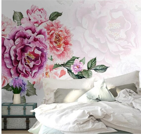 Giant Peony Flowers Floral Wallpaper Wall Mural Beautiful Big | Etsy