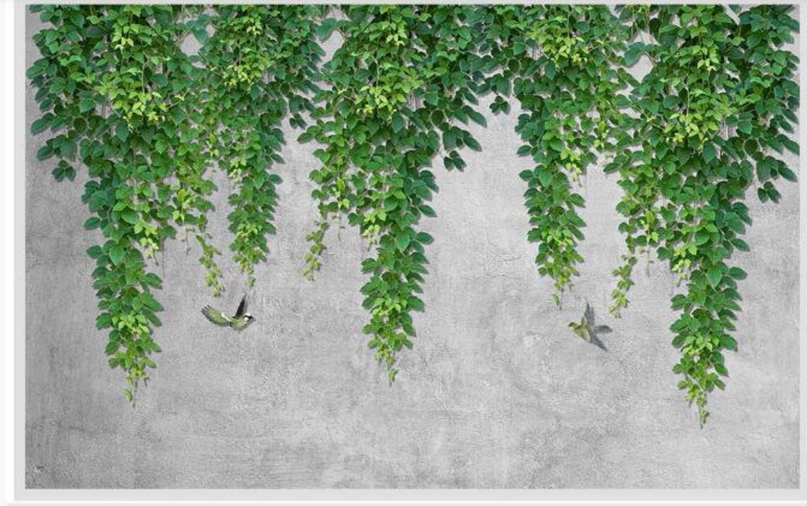 Green Fresh Spring Vines Wallpaper Wall Mural Vivid Green | Etsy