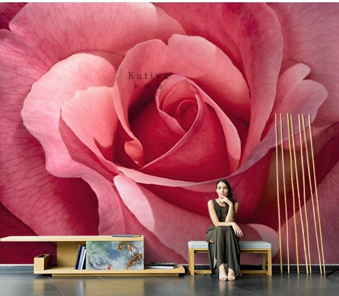 Big Red Rose Flower Floral Wallpaper Wall Mural Abstract One - Etsy